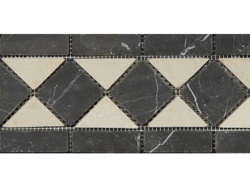 Beige - Black Marble Tumbled Border | Travertine Store